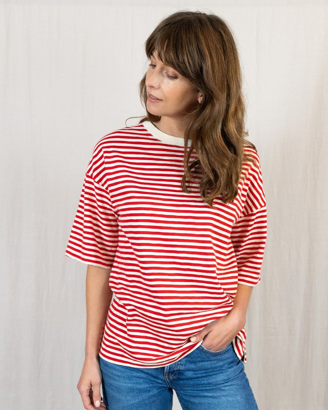 Orla Organic Cotton Red Stripe T-Shirt – Comhla