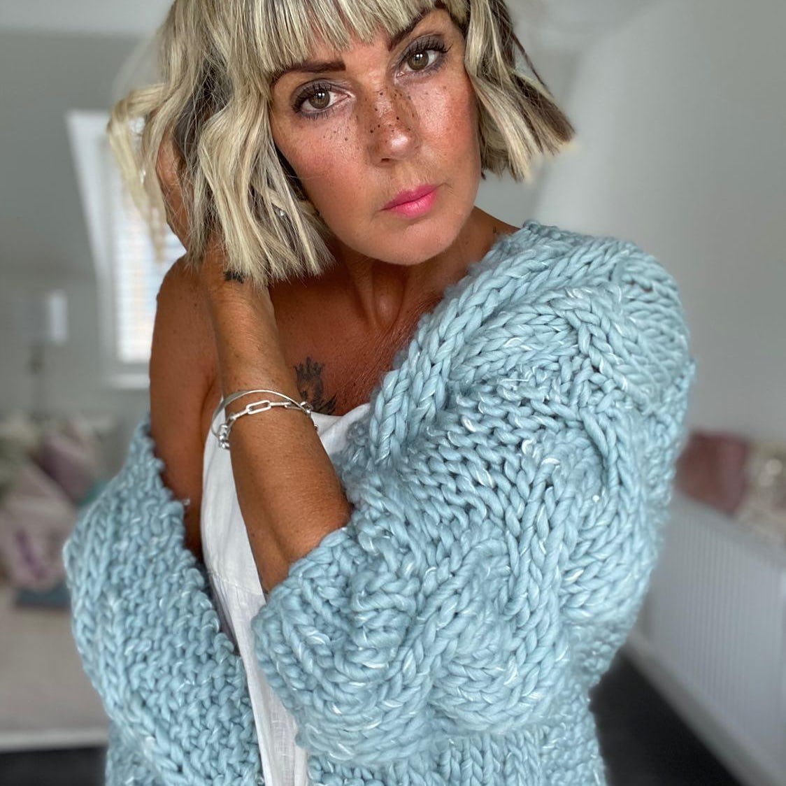 Hand Knitted Chunky Bomber | Artichoke Blue – Comhla