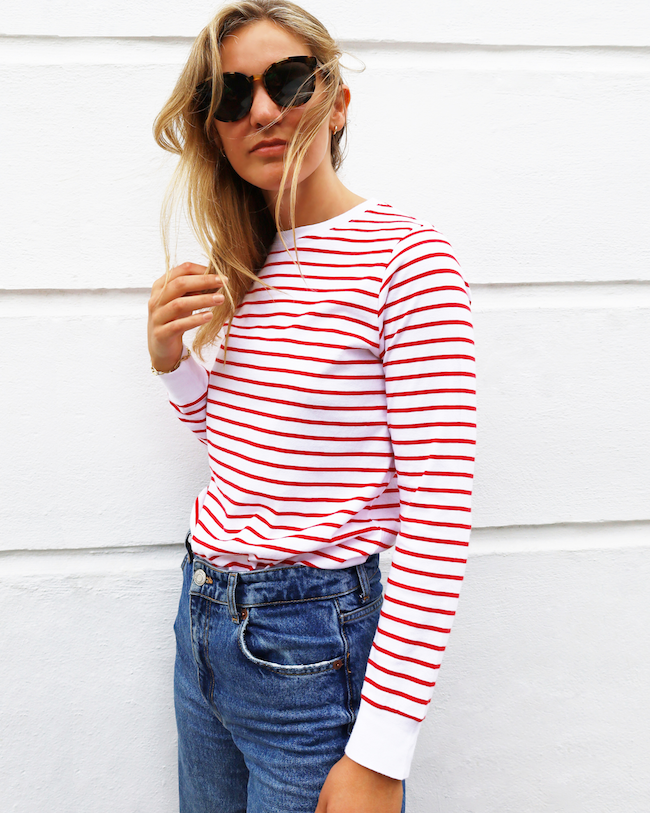 Audrey Organic Cotton Red Breton T-Shirt – Comhla